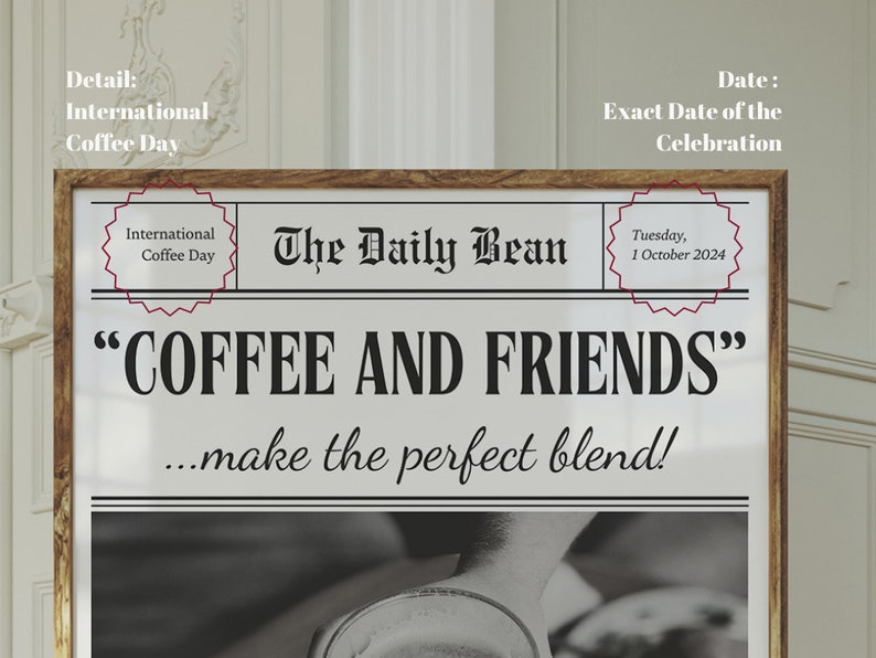 Newspaper Print Coffee Edition, Printable Artwork, Bar Poster, Café Art ...