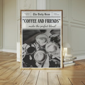 Newspaper Print Coffee Edition, Printable Artwork, Bar Poster, Café Art ...