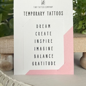 Word Set Temporary Tattoos | Dream | Create | Inspire | Imagine | Balance | Gratitude | Words of ...