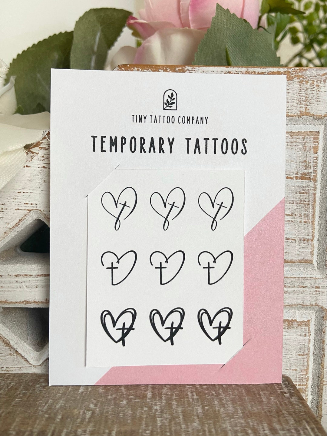 Heart Cross Temporary Tattoos Set of 9 Christian Temporary Tattoo Cross ...