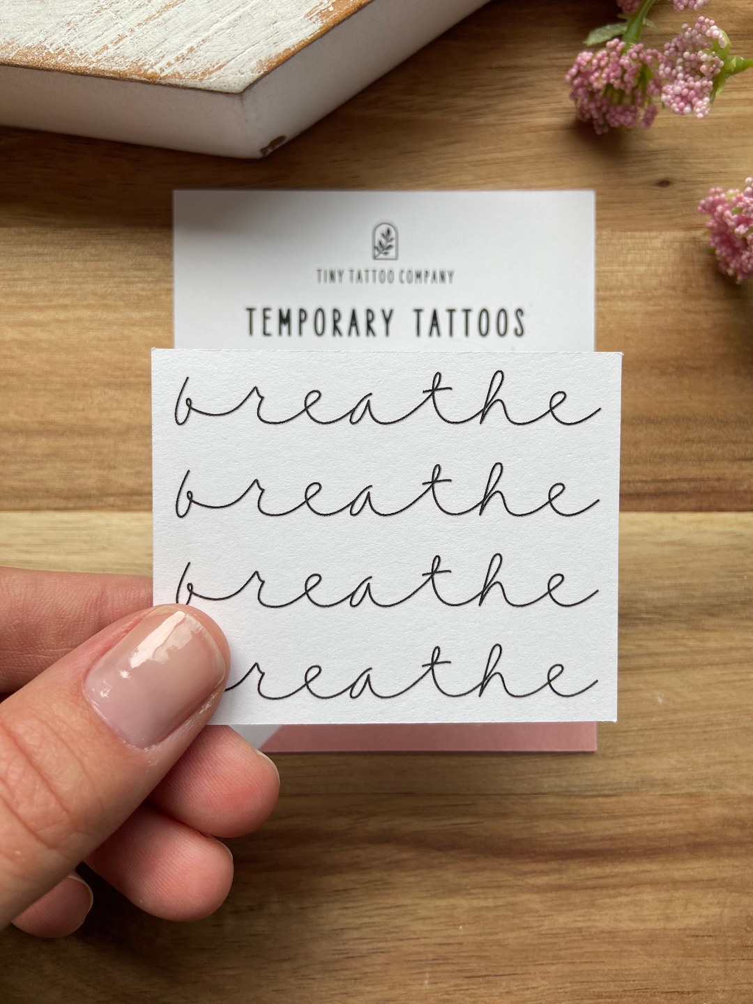 Breathe | Temporary Tattoo | Set of 4 | Cursive - Etsy
