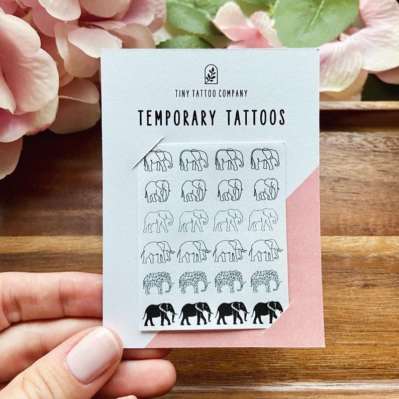 Elephant Temporary Tattoos | Set of 24 | 6 Designs | Elephant Tattoo ...