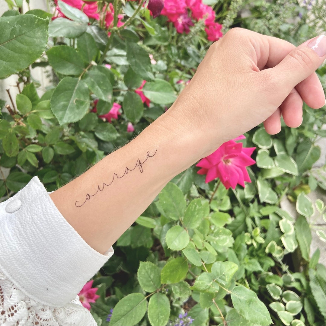 Courage | Temporary Tattoo | Set of 4 | Cursive - Etsy