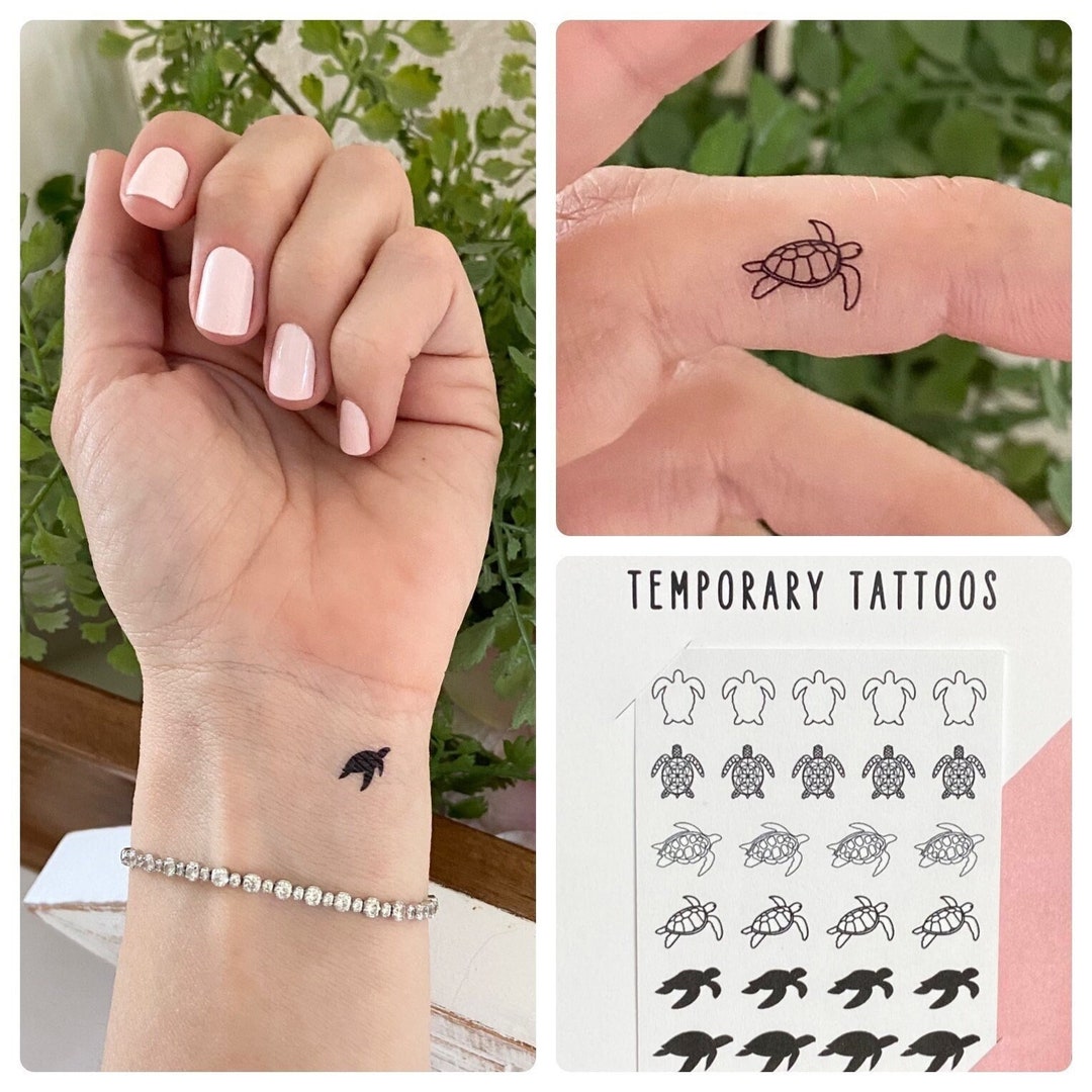 Turtle Temporary Tattoos Set of 26 6 Designs Turtle Tattoo Dainty ...