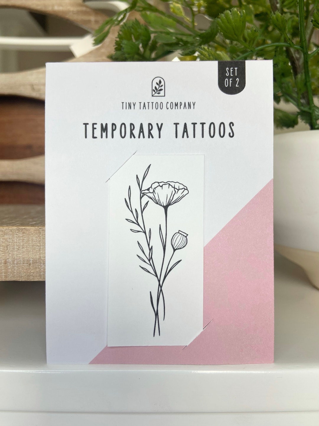 Flower Temporary Tattoo | Set of 2 | Poppy | Floral Tattoo | Flower ...