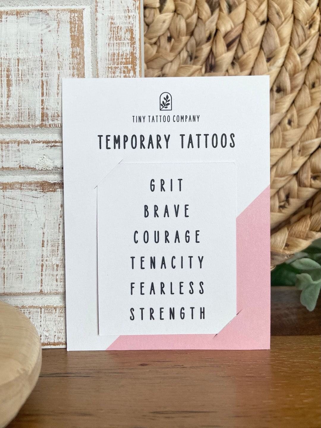 Word Set Temporary Tattoos Grit Brave Courage Tenacity Fearless ...