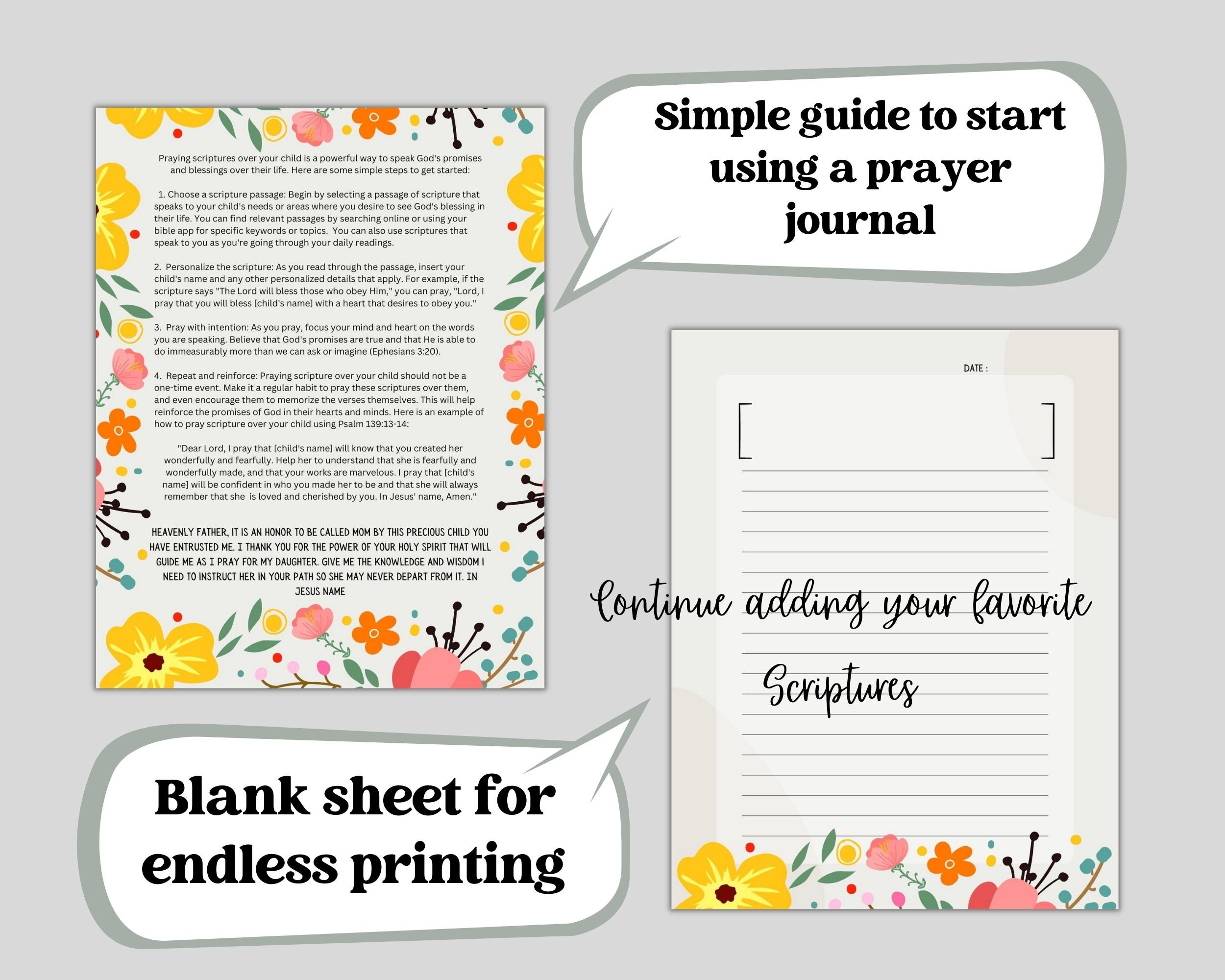 Prayer Journal, Daily Prayer Journal, Scripture Prompt Prayers ...