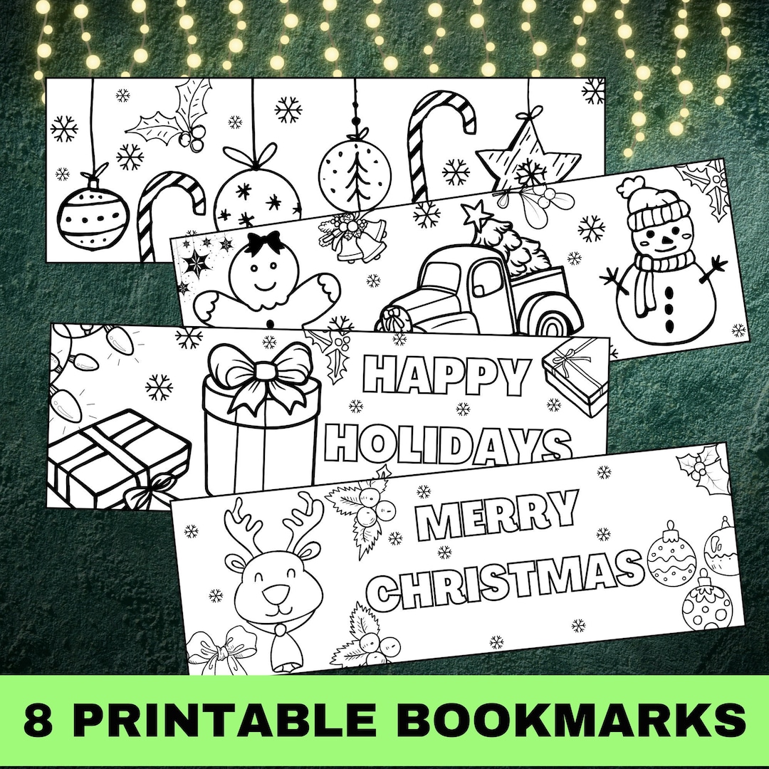 Printable Coloring Bookmarks Christmas Coloring Bookmarks Set of 8 ...