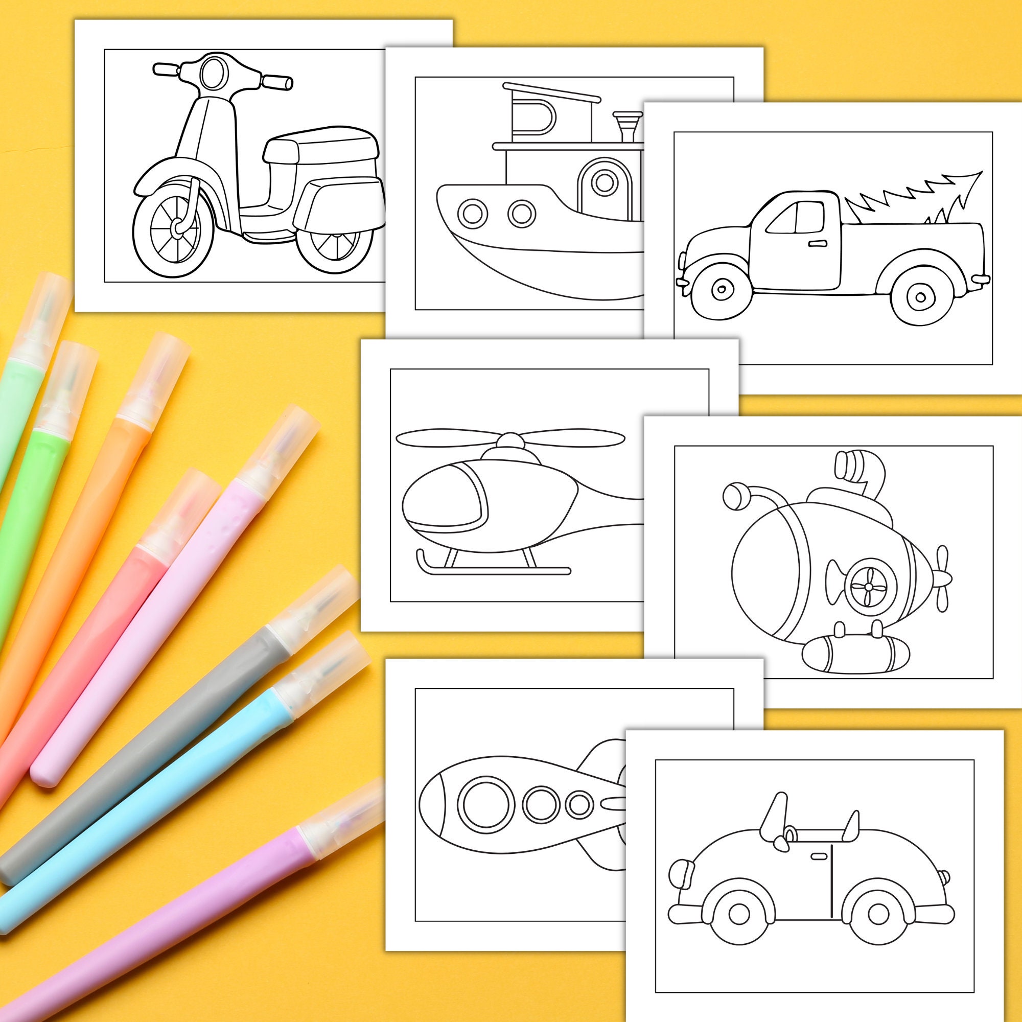 Transportation Coloring Pages Vehicle Coloring Pages Air, Land, Water ...