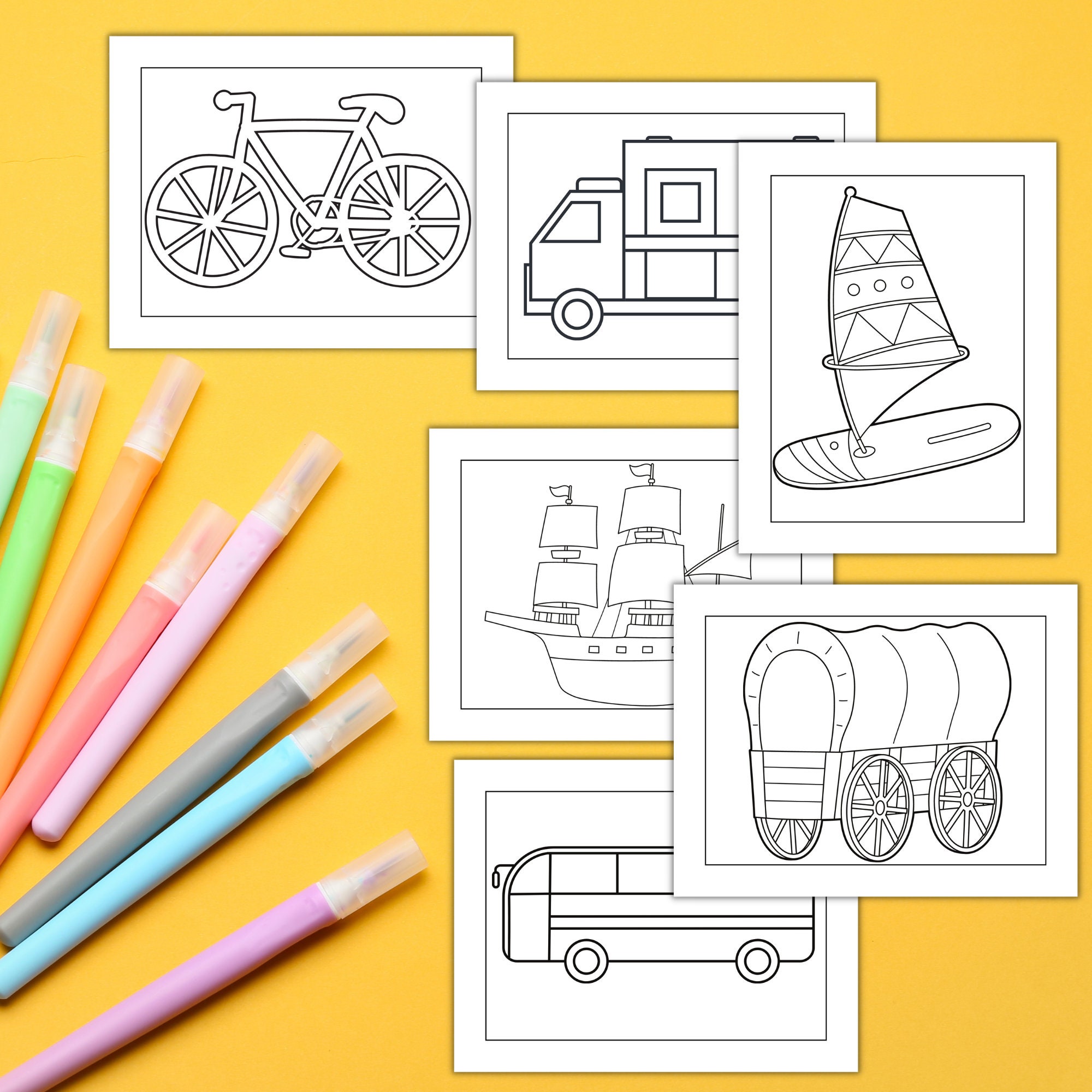 Transportation Coloring Pages Vehicle Coloring Pages Air, Land, Water ...