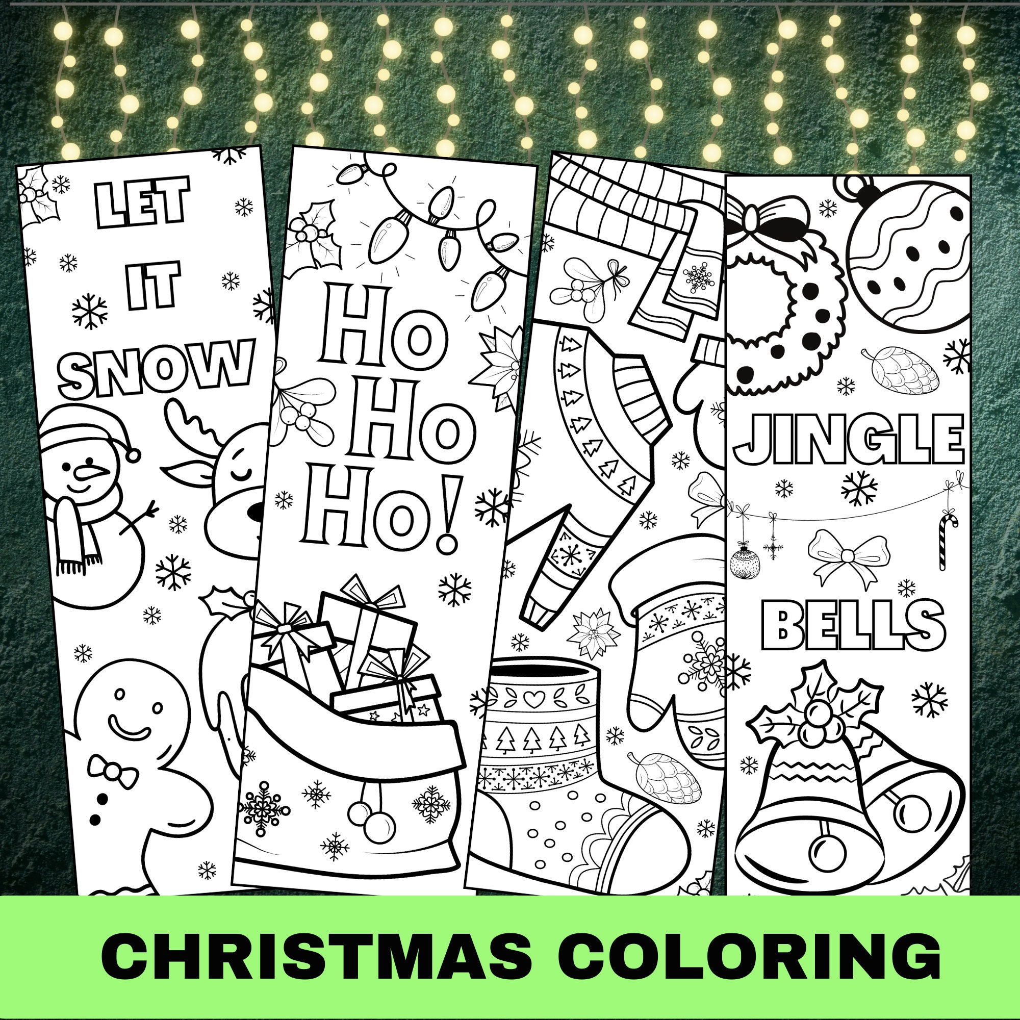 Printable Coloring Bookmarks Christmas Coloring Bookmarks Set of 8 ...