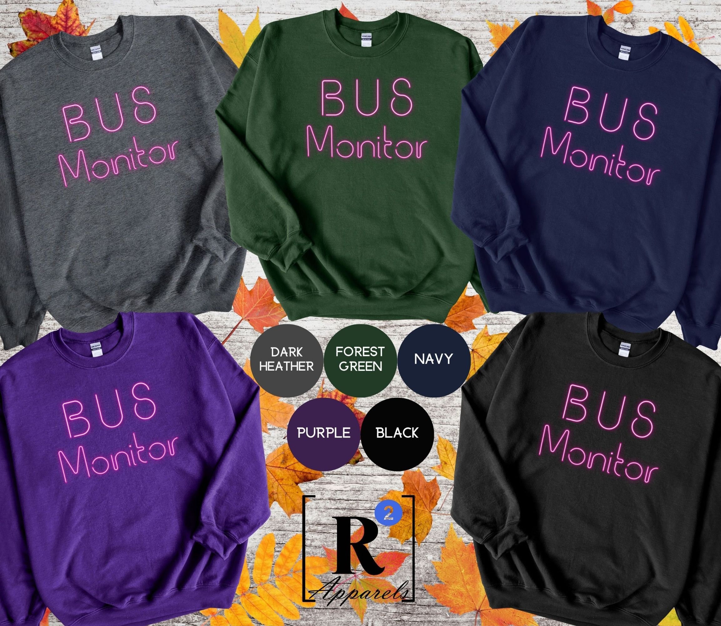 Sweatshirt Bus Monitor, Neon School Sweater, Groovy Retro Bus Monitor ...