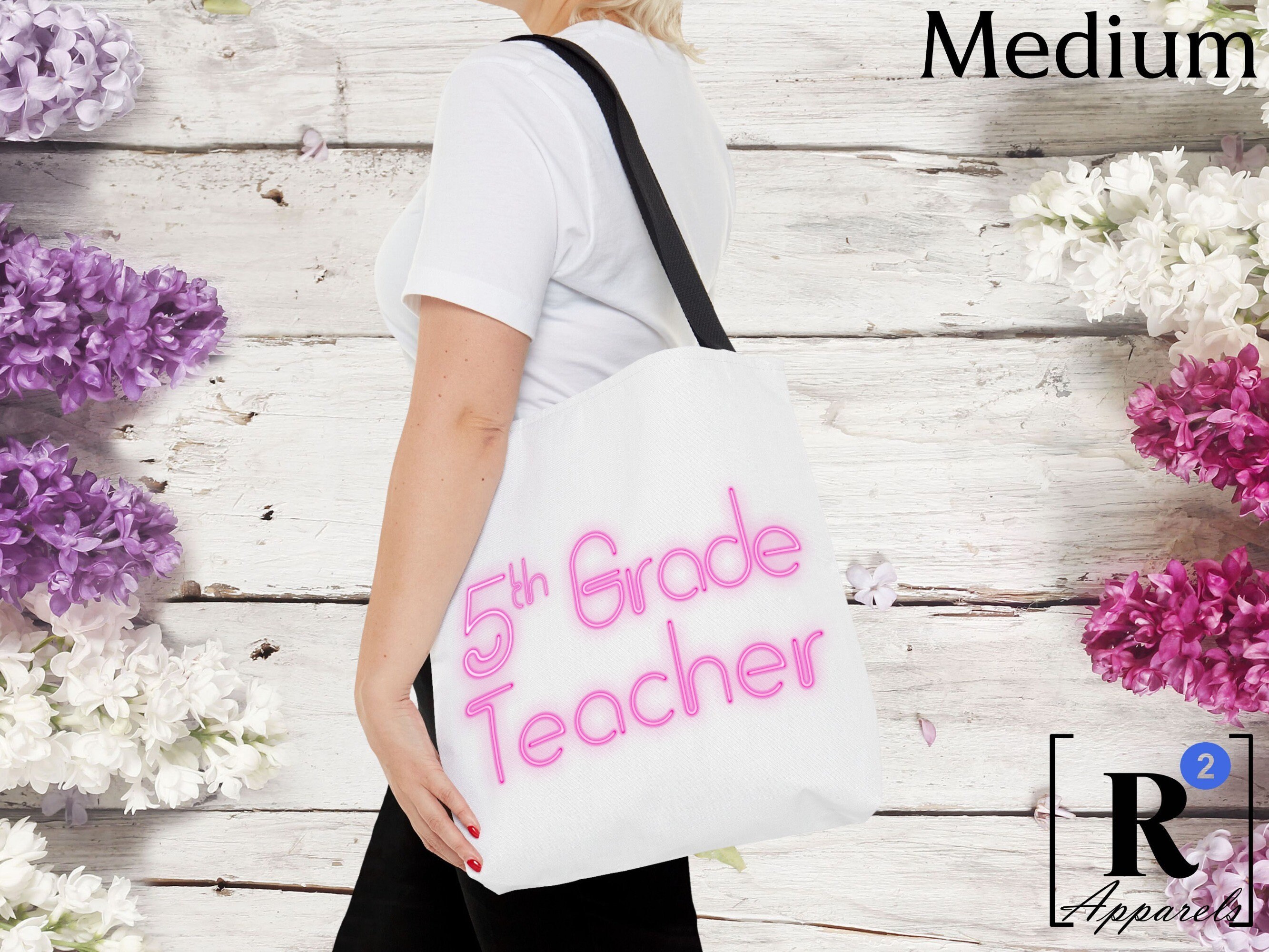 Tote 5th Grade Teacher, Neon School Tote , Groovy Retro Teacher Bag ...