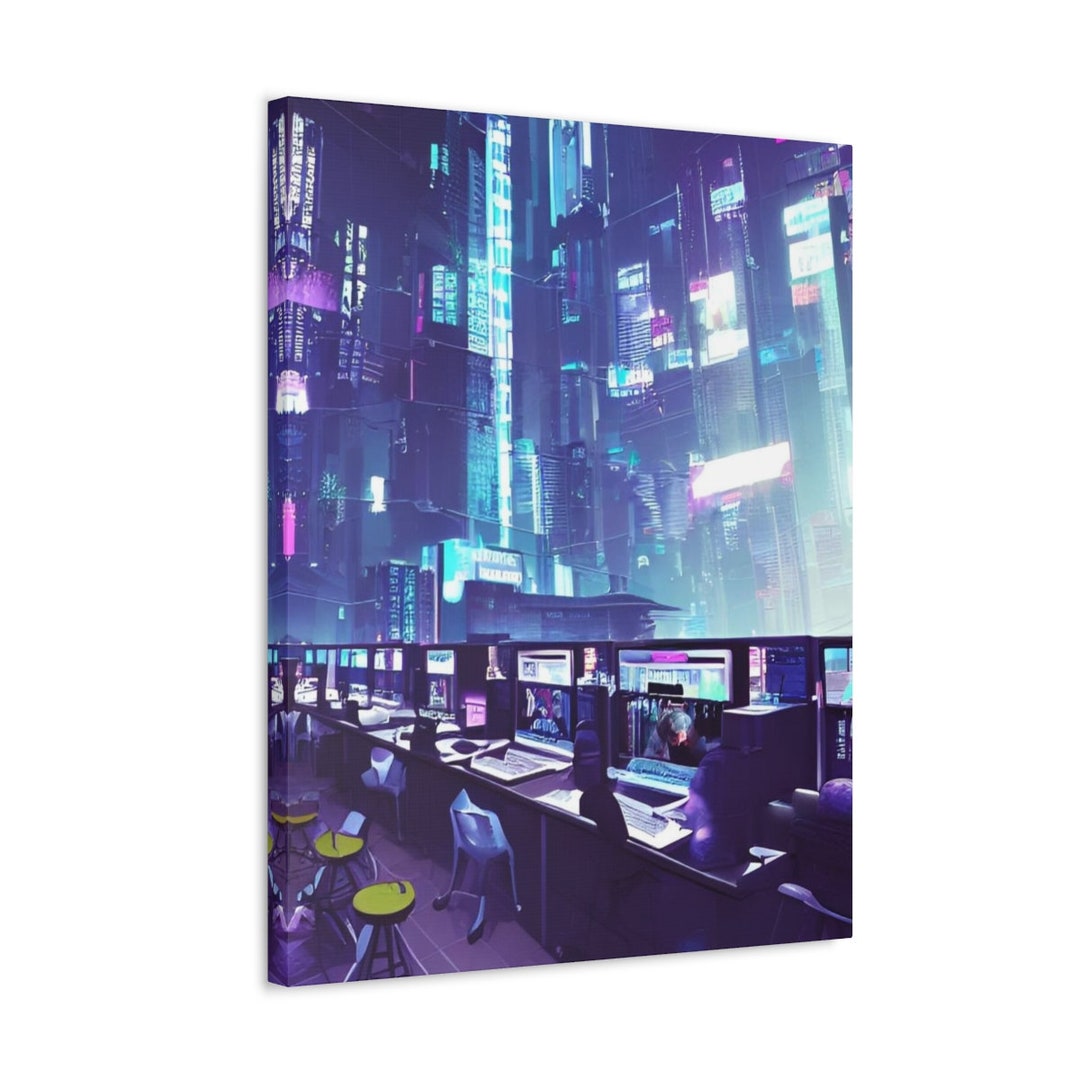 Cyberpunk Cafe Futuristic Cityscape From Cafe Bar on - Etsy