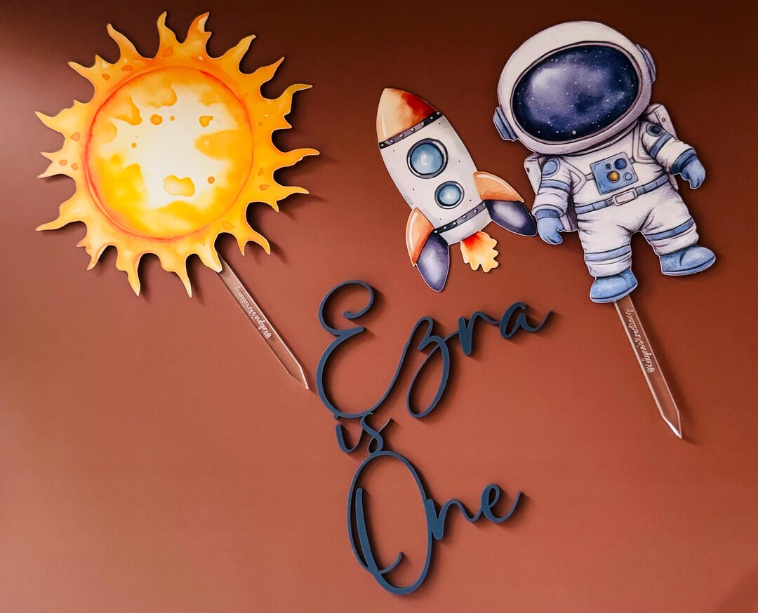 Personalized Astronaut Cake Topper | Space Party Decoration ...