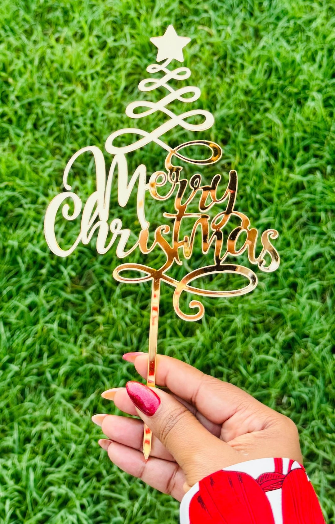 Merry Christmas Cake Topper - Etsy