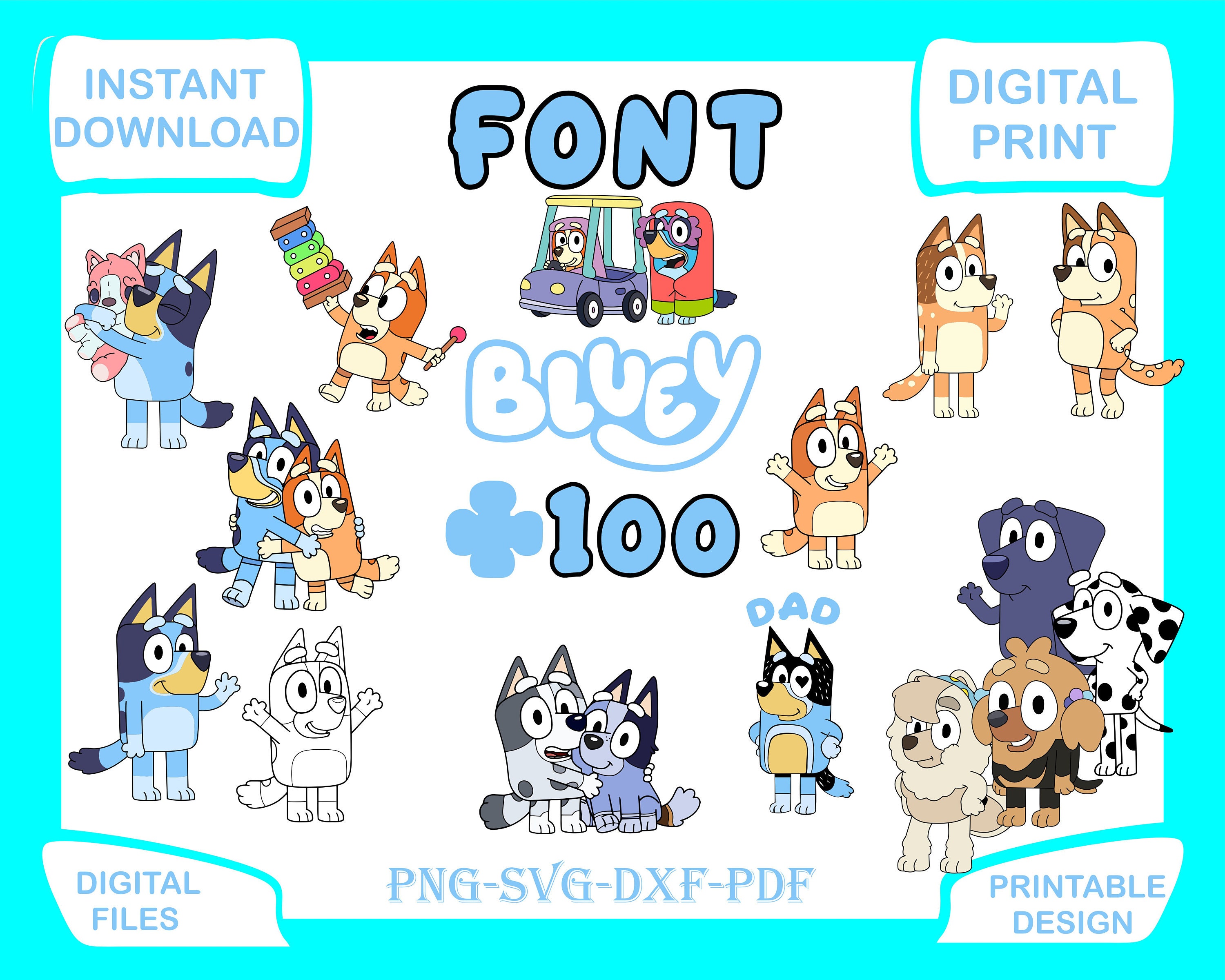 Bluey SVG PNG Bundle Bluey Cut Files for Cricut Bluey the - Etsy España