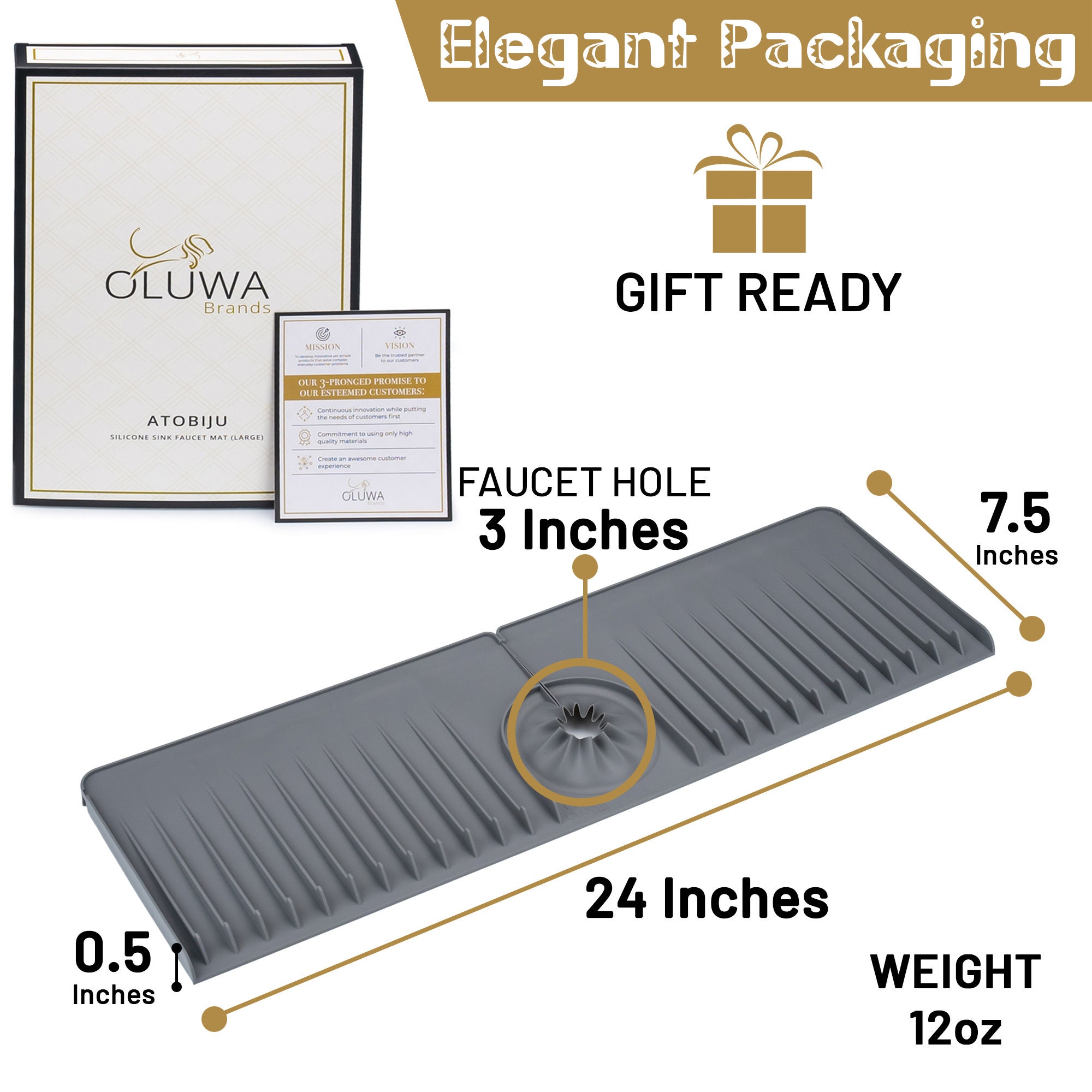 Kitchen & Bathroom Sink Splash Guard. High-tension Silicone. Protect ...