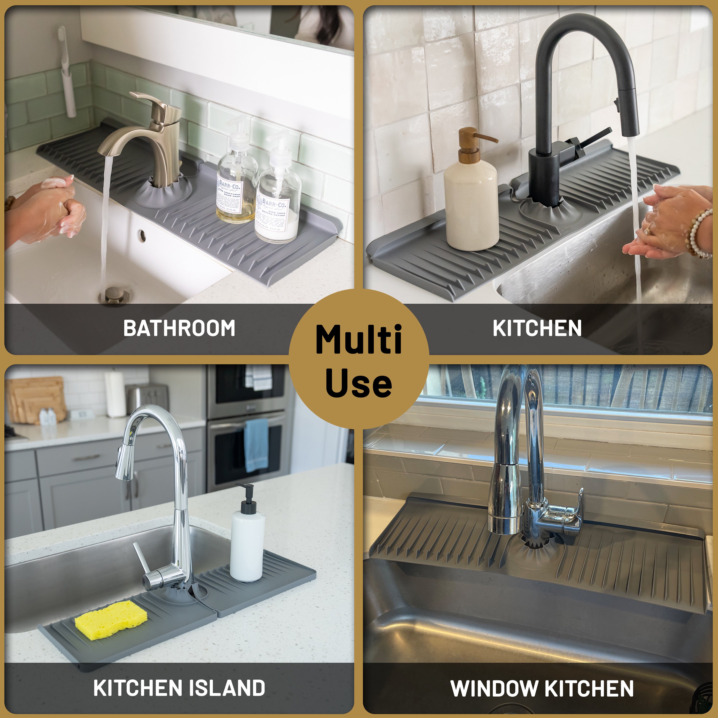 Kitchen & Bathroom Sink Splash Guard. High-tension Silicone. Protect ...