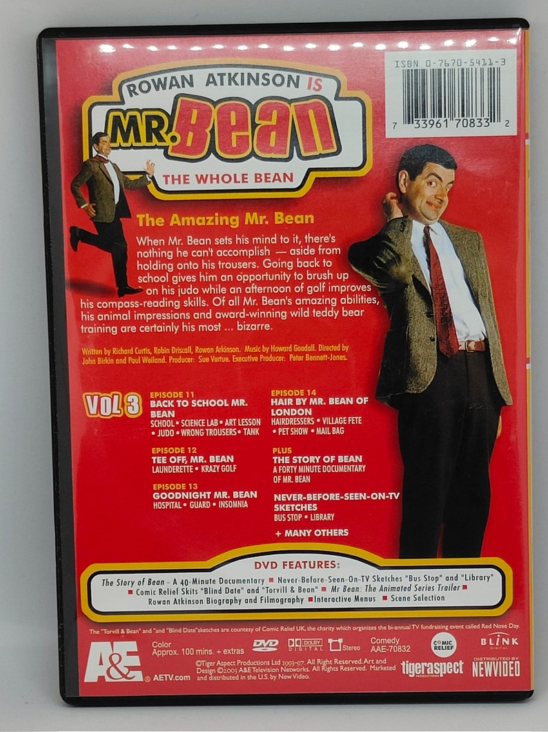 Rowan Atkinson is Mr Bean the Whole Bean DVD Box Set Vols 1-3 2003 - Etsy