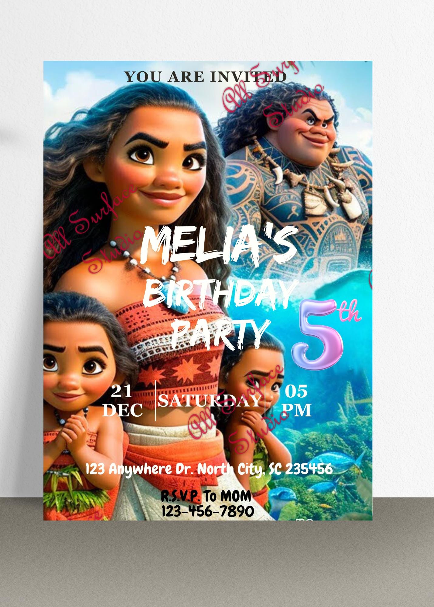 Moana Editable Birthday Invitation | Customizable Printable Invitation ...