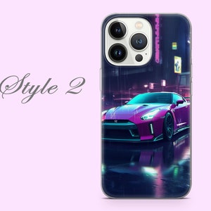 GT-R R35 Skyline Neon Wave Car Phonk Street Art Phone Case for iPhone ...