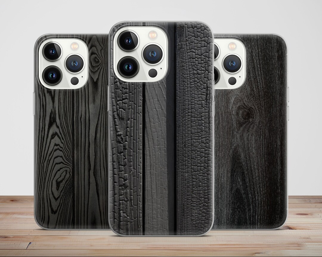 Black Wood Texture Timber Phone Case for iPhone 14 13 Pro Max 12 11 X ...
