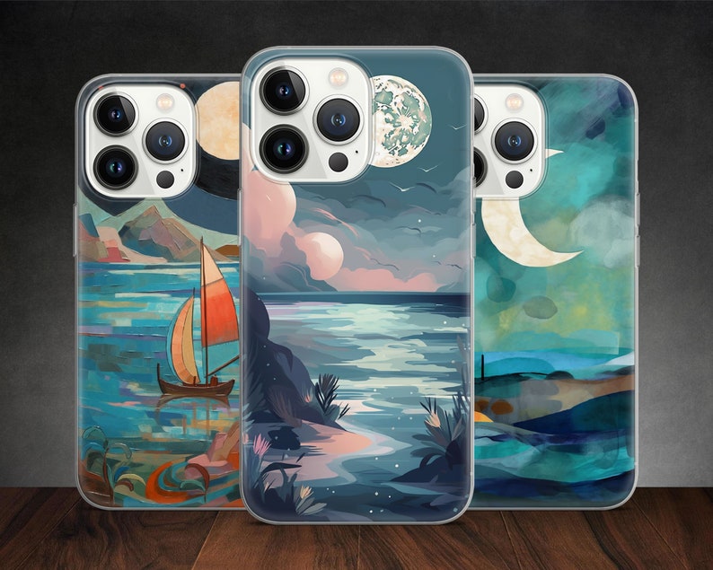 Pablo Picasso Style Ocean Night Moon Art Phone Case for iPhone - Etsy