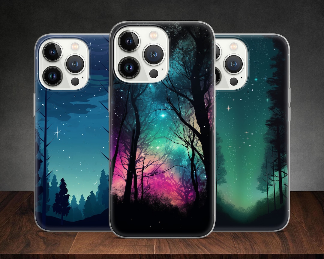 Surreal Night Sky Milky Way Lights Nebula Forrest Phone Case for iPhone ...