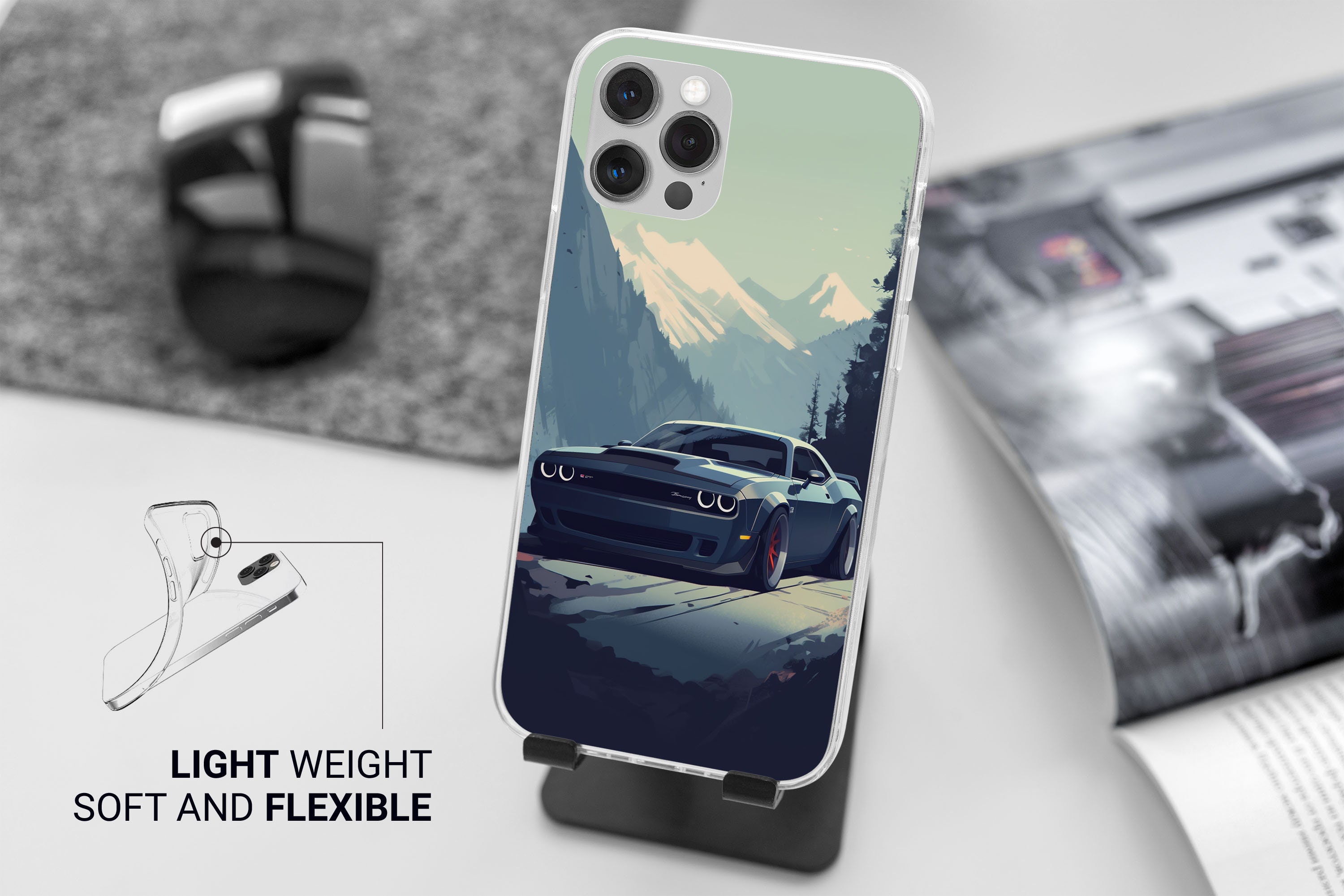 Challenger SRT Hellcat American Muscle Car Art Phone Case for iPhone 14 ...