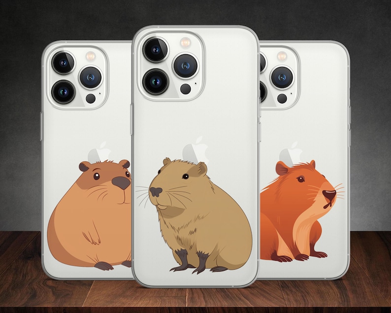 Capybara Cute Funny Cartoon Adorable Transparent Phone Case for iPhone ...