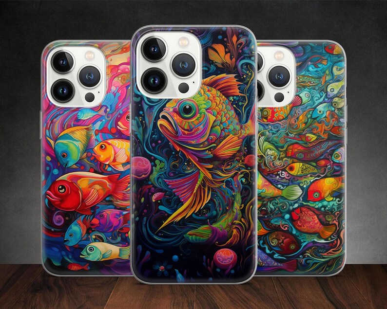 Acid Psychedelic Trippy Surreal Fish Art Phone Case for iPhone 17 Air ...