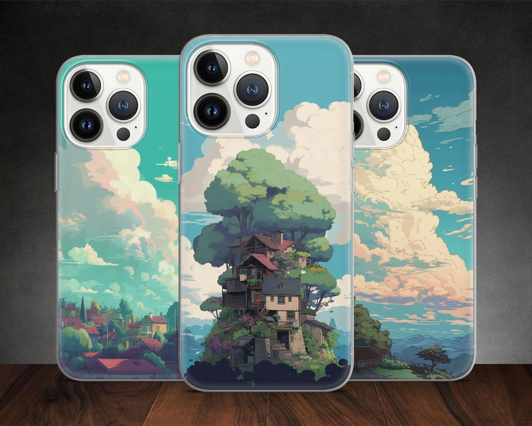 Lo-fi Moving Castle Inspired Anime Clouds Sky Sun Art Phone Case for ...