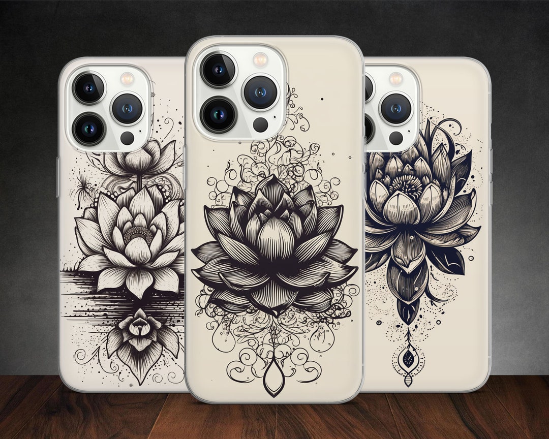 Lotus Flower Ornament Ink Henna Tattoo Style Phone Case for iPhone 14 ...