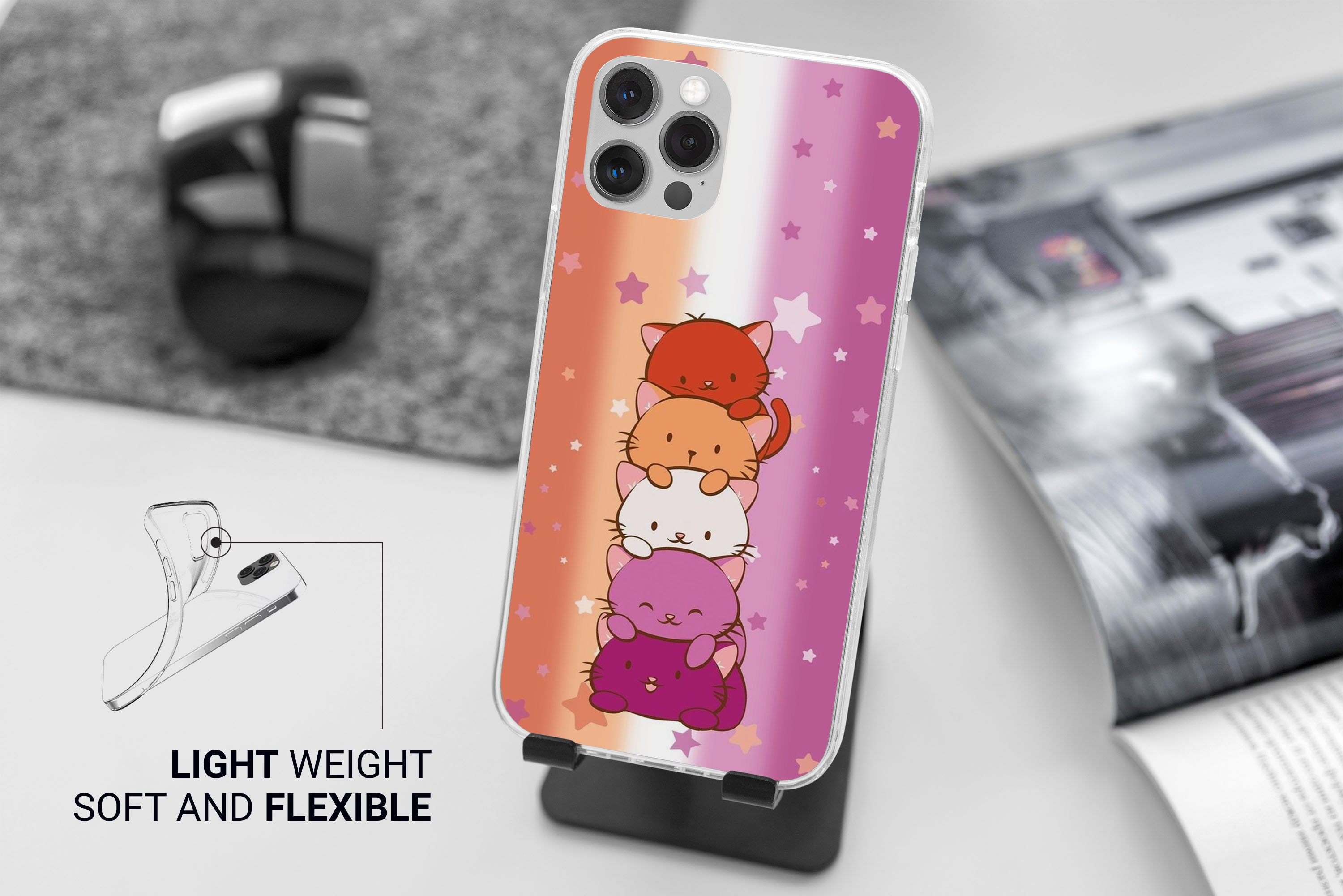 LGBTQ Lesbian Flag Cute Cats Pride Phone Case for Iphone 14 - Etsy