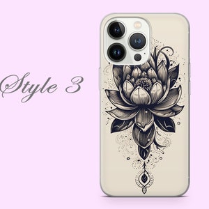 Lotus Flower Ornament Ink Henna Tattoo Style Phone Case for iPhone 14 ...