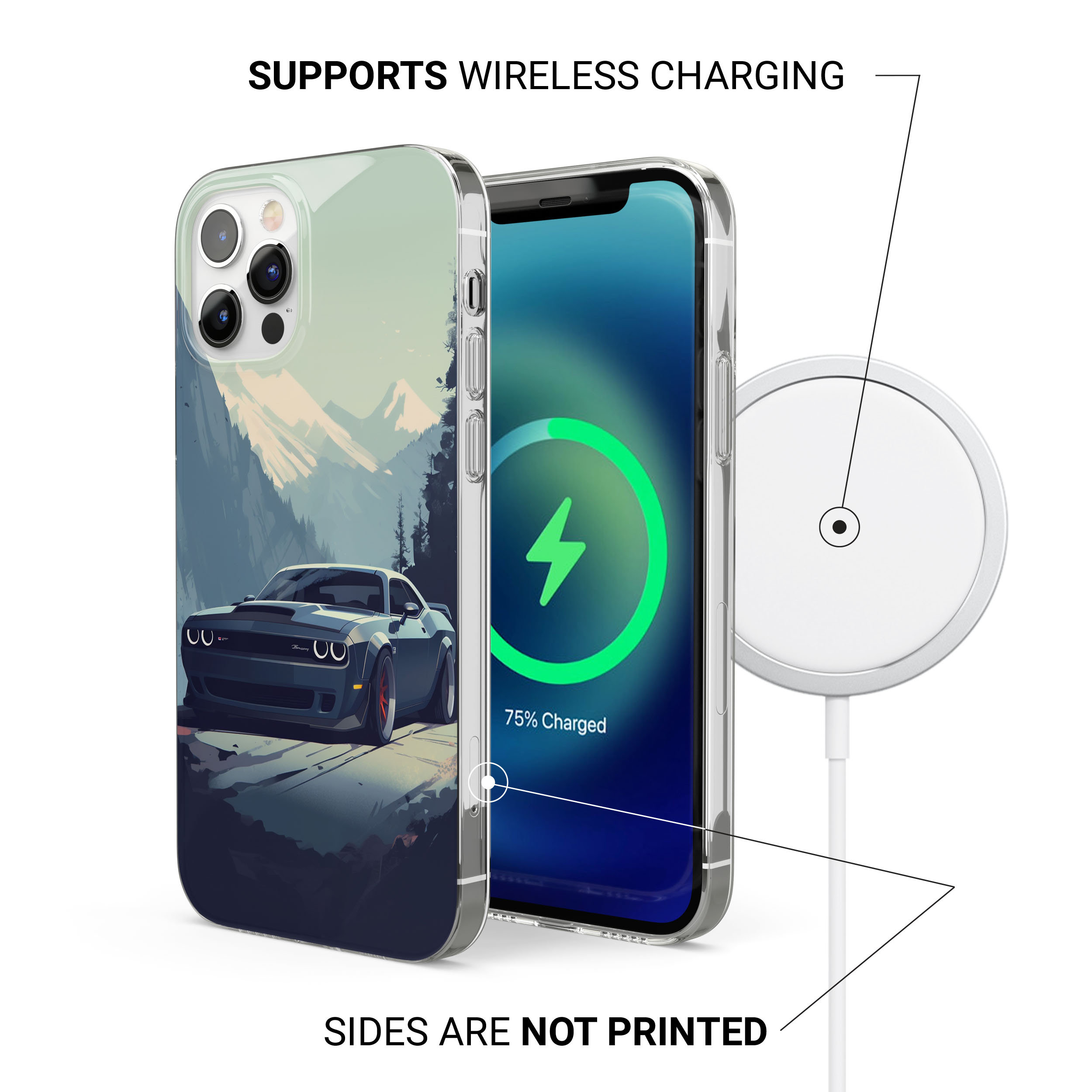 Challenger SRT Hellcat American Muscle Car Art Phone Case for iPhone 14 ...