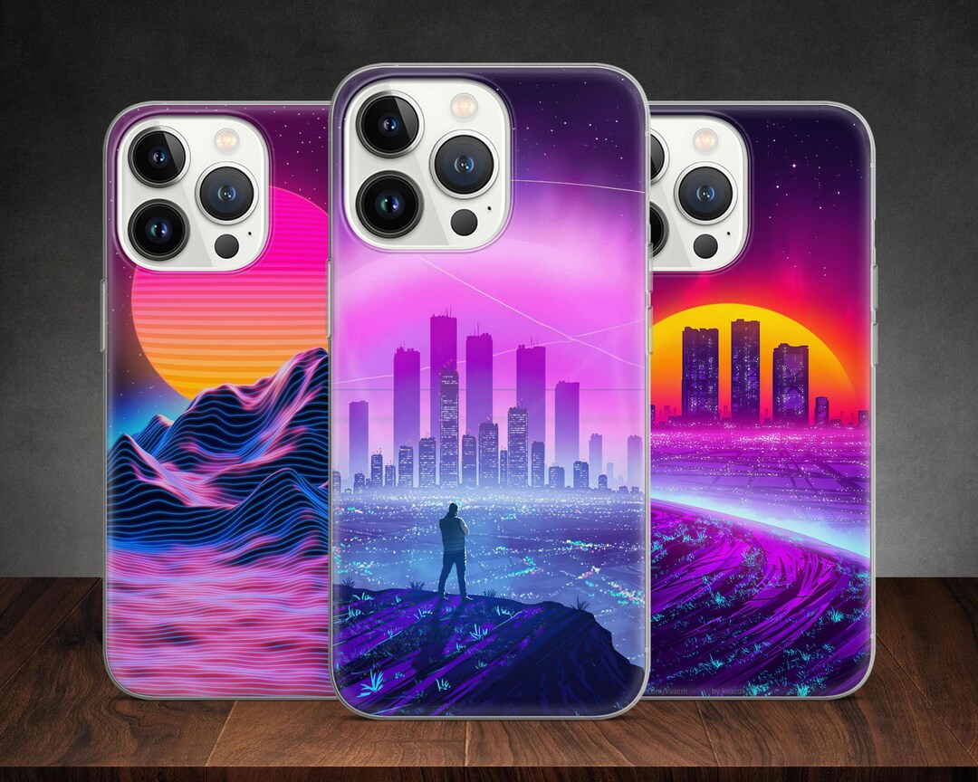 Lo-fi Synthwave Retrowave Vibe Neon Light Sun Phone Case for iPhone 14 13 Pro Max 12 11 X XS 8 7 ...