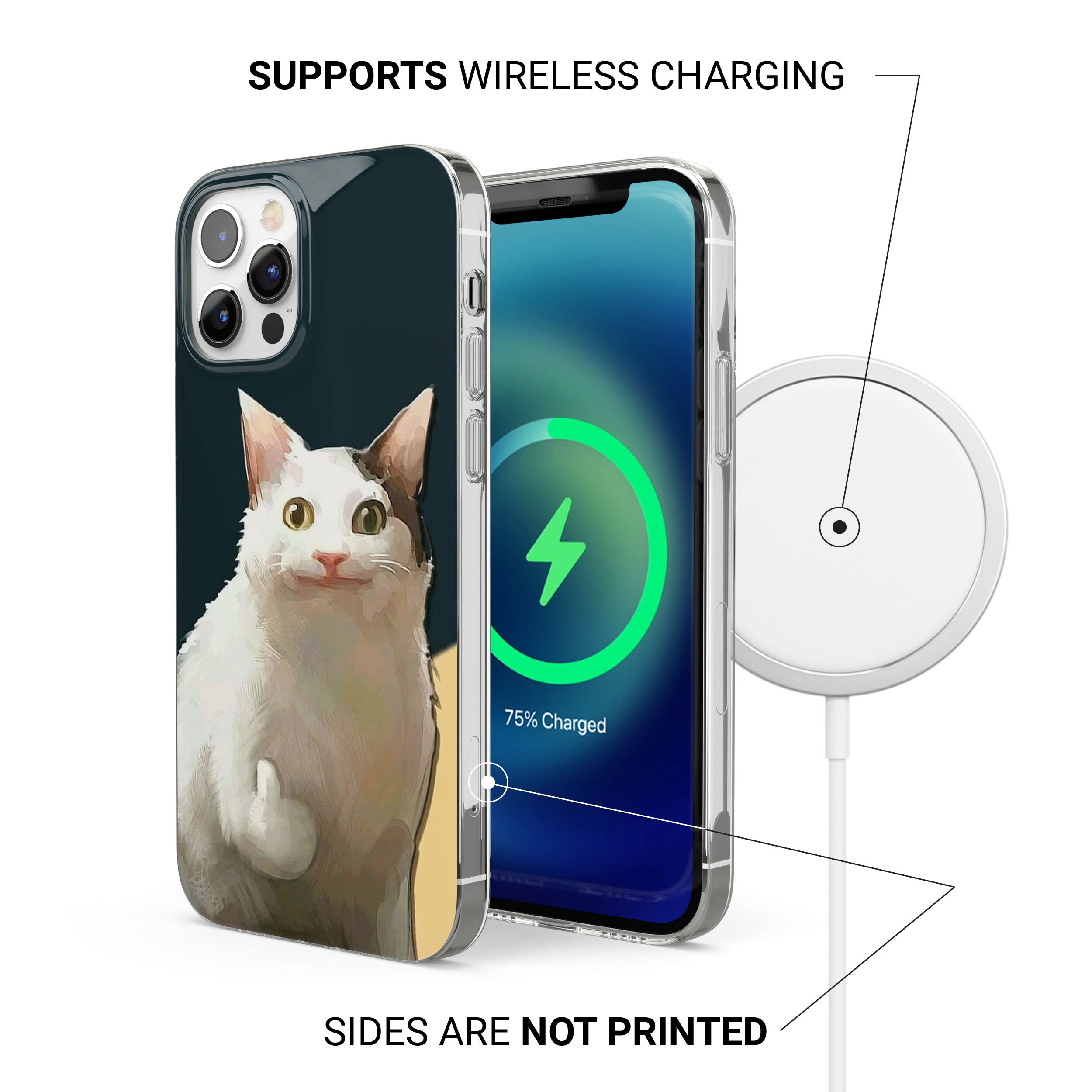 Cat Meow Meme Ironic Kitty Funny Cartoon Art Pussy Phone Case - Etsy