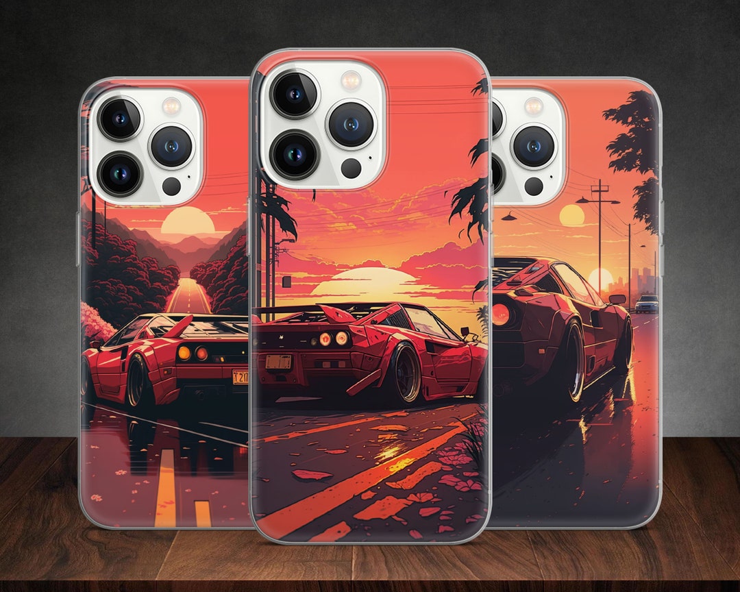 Italian Rarri Sports Car Sunset Road Phone Case for iPhone 14 13 Pro ...