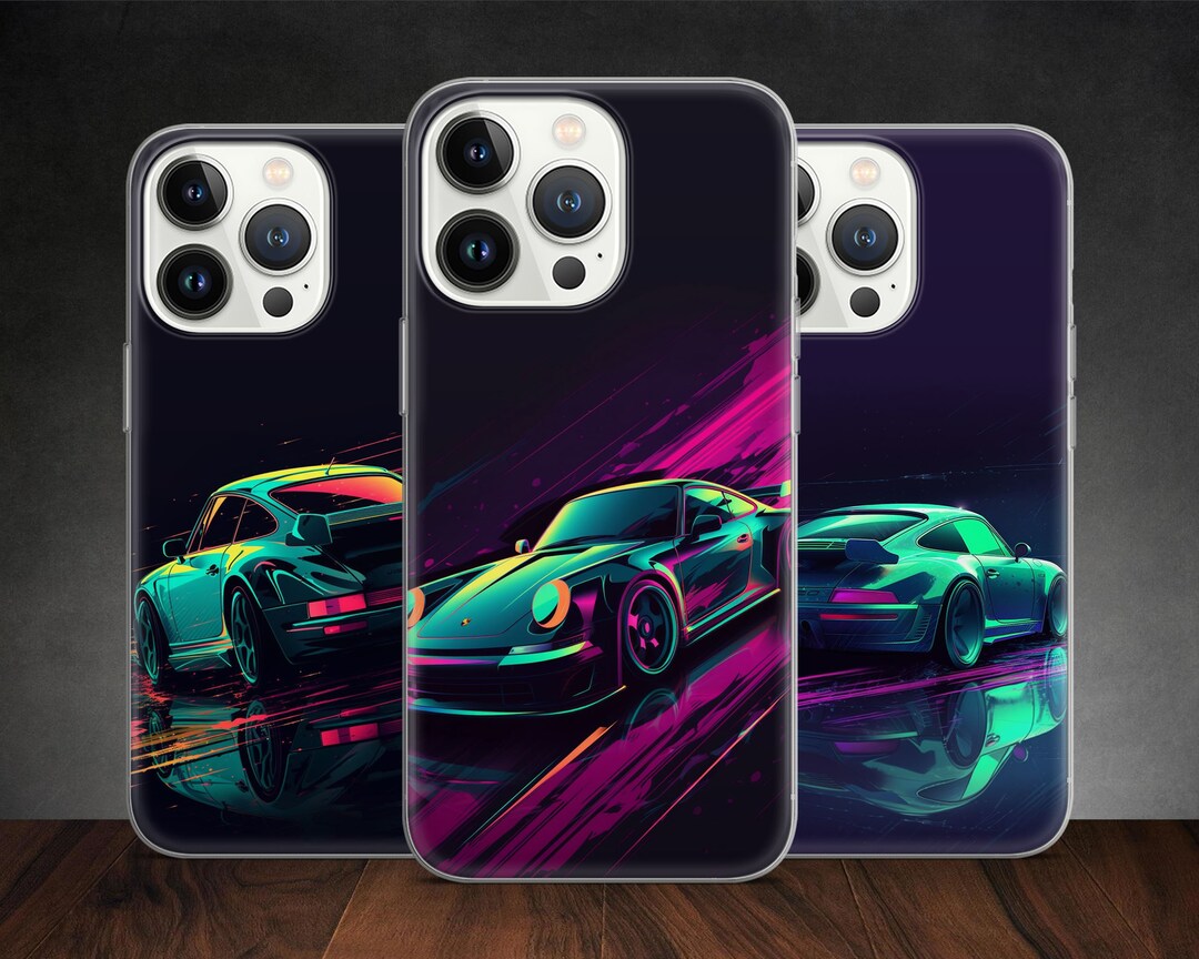 German 911 Neon Wave Sports Car Phonk Street Art Phone Case for iPhone ...