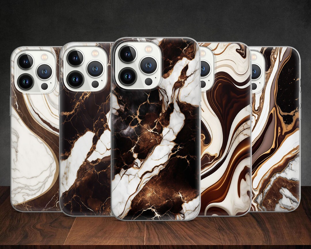Marble Texture Brown Coffee White Stone Phone Case for iPhone 14 13 Pro ...