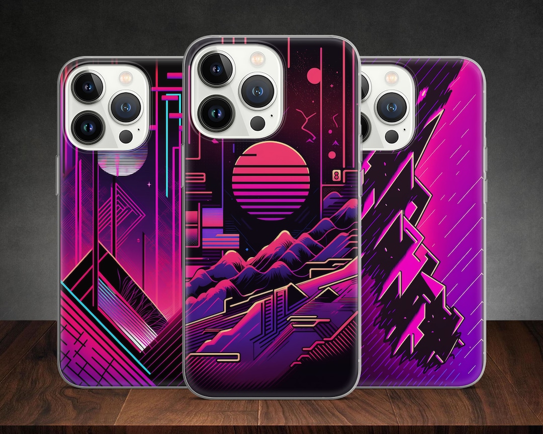 Synthwave Neon Purple Pink Lo-fi Phone Case for iPhone 14 13 Pro Max 12 ...