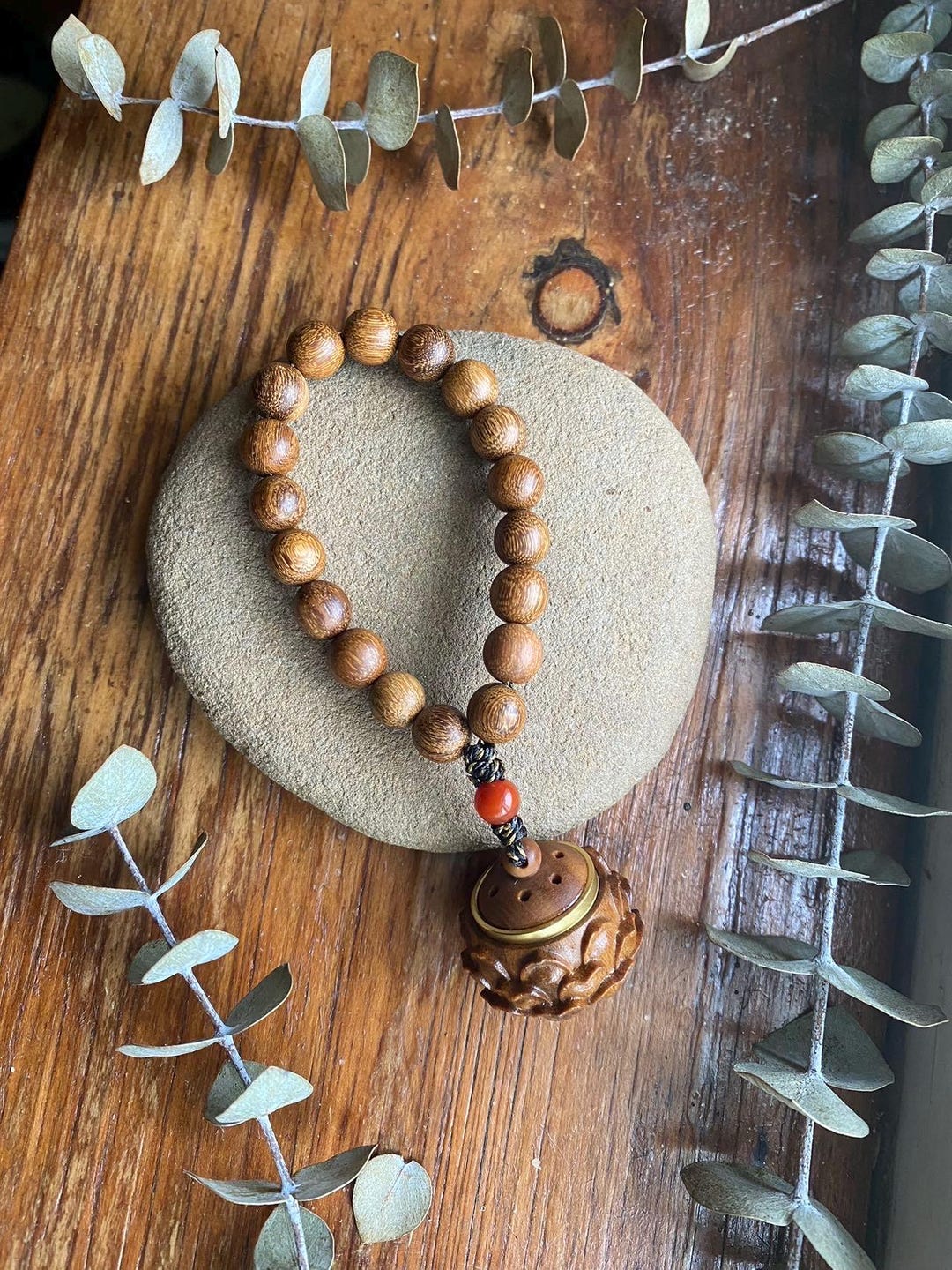 Mini Mala Beads With Wooden Sachet Charm, Office Stress Reliever With ...