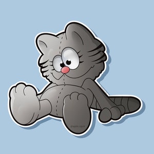 Cartoon Plush Cat Vinyl Sticker Water Bottle Decal Laptop Decals Bumper ...