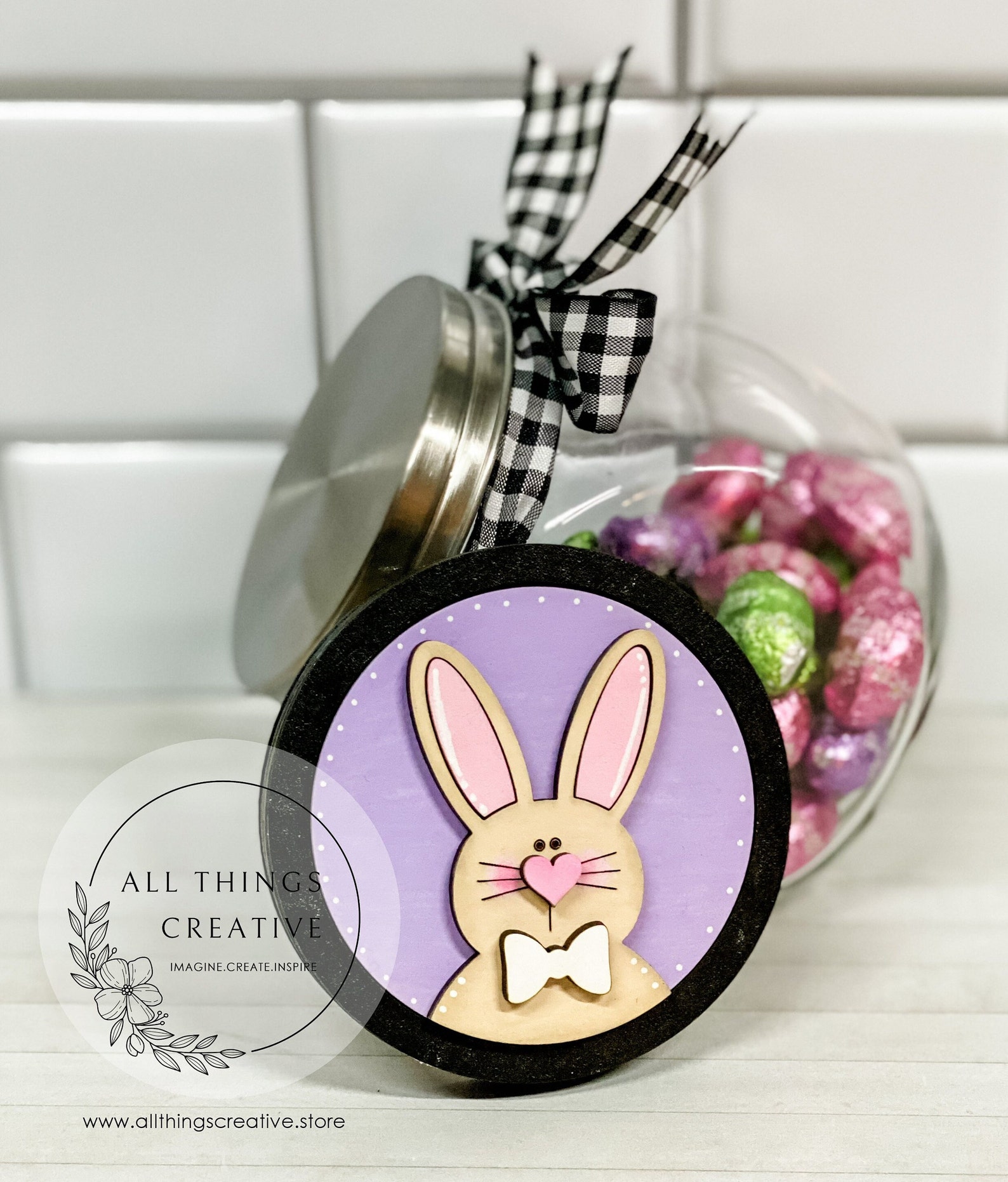 Seasonal Interchangeable 3" Circle Inserts for Mini Glass Container ...