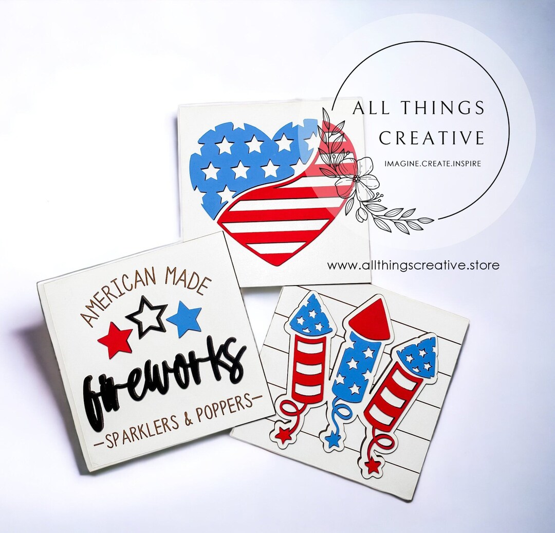 4th of July Tile Inserts: Interchangeable Ladder Decor - Etsy