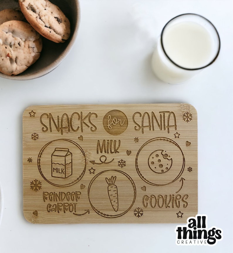 Laser Engraved Bamboo Santa Cookie Tray: Christmas Decor - Etsy