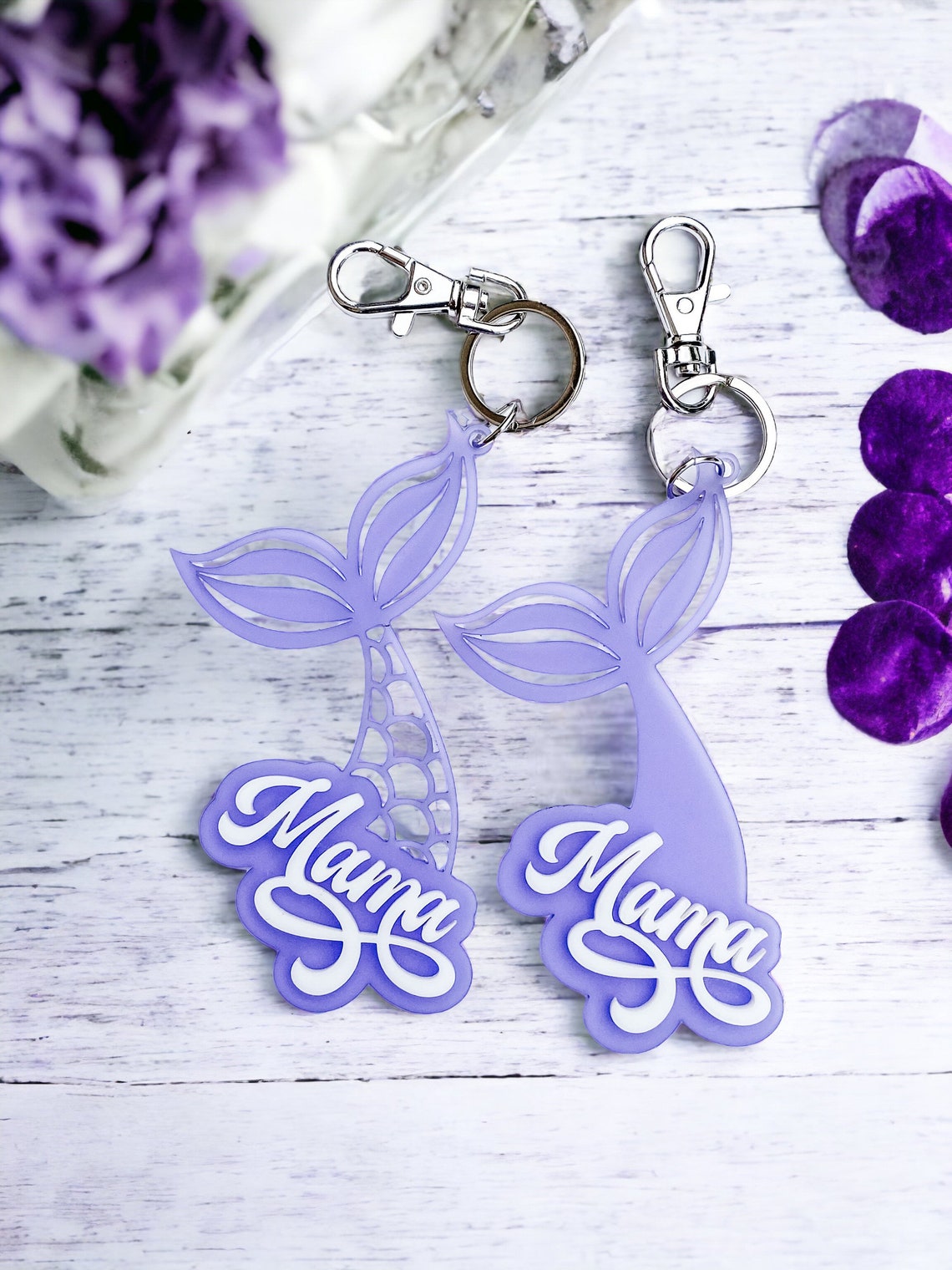 Mama Mermaid Tail Acrylic Key Tag With Personalized Name for - Etsy