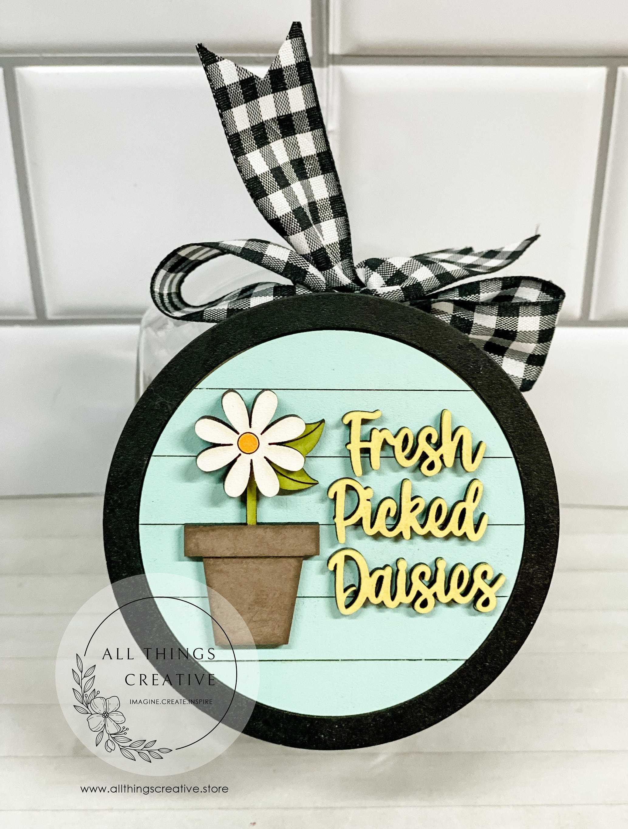 Seasonal Interchangeable 3" Circle Inserts for Mini Glass Container ...